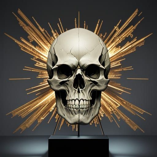 Vibrant Skull Masterpiece in Folk Art Style - AI Art