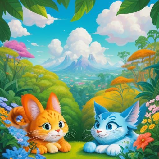 Cartoon Style Animal Couples - Colorful Cartoon Animal Duos ...