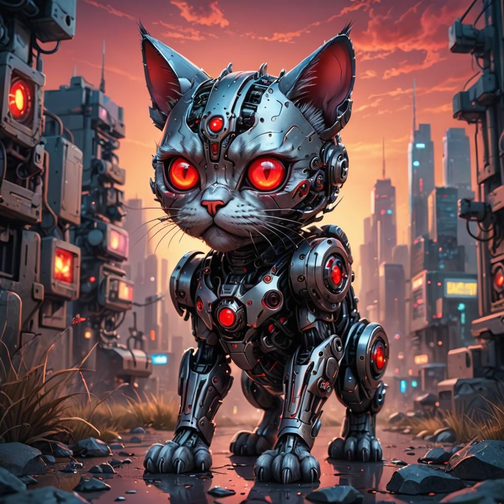 Chibi Terminator Cat - AI Generated Artwork - NightCafe Creator