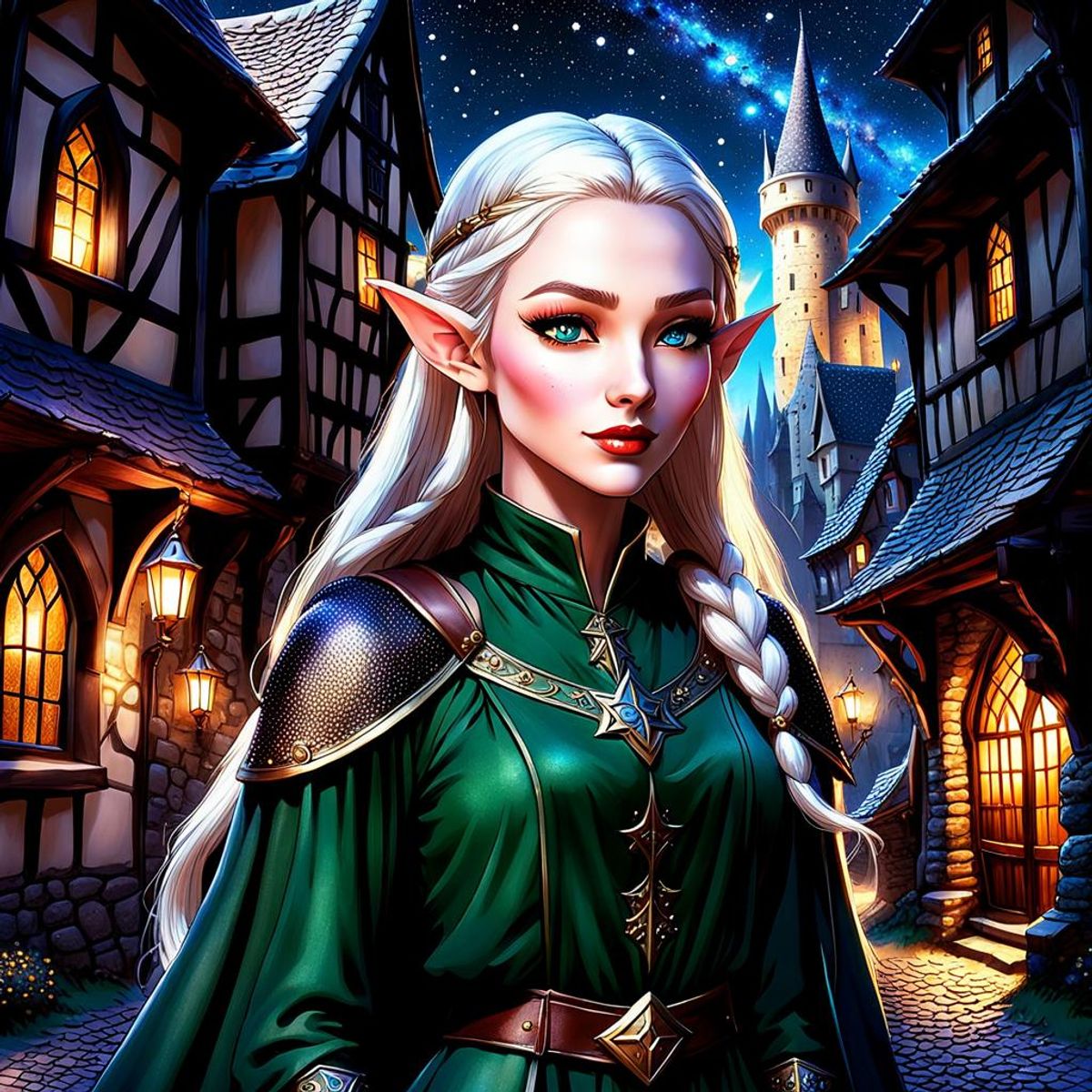 Female Elf Wizard In Cobblestone Park - AI Generated Artwork ...