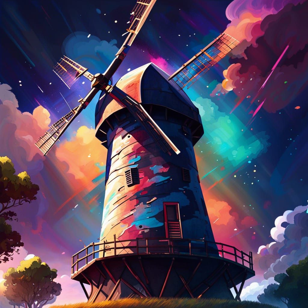 Cosmic wind mill - AI Generated Artwork - NightCafe Creator