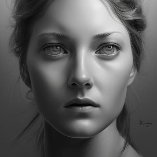 Drawing of a woman Close up portrait, ambient light, Nikon 15mm f/1.8G ...