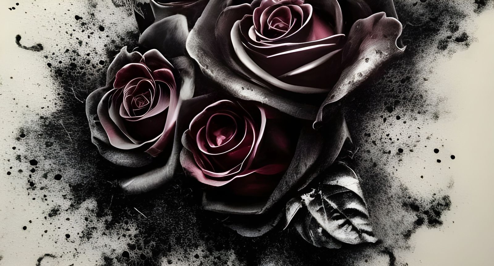 Gothic, big black rose, field, with blood drips, black rose, black rose ...