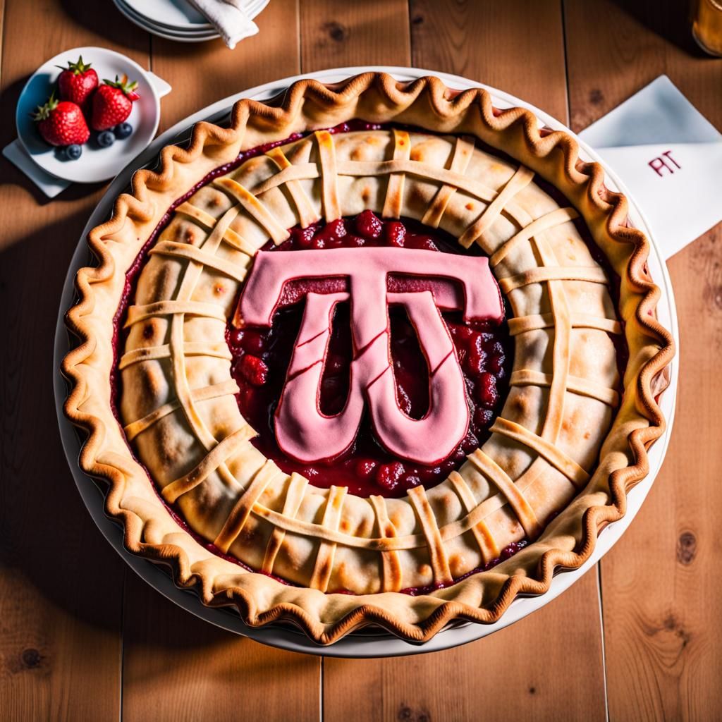 pie with a giant Pi made from crust in the center, π made from the pie ...