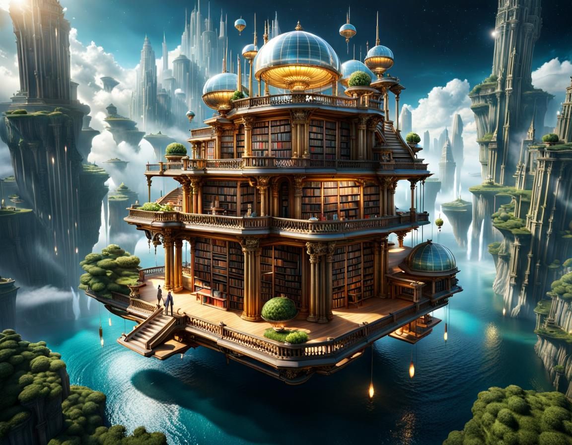 Utopian Library (small version) - AI Generated Artwork - NightCafe Creator