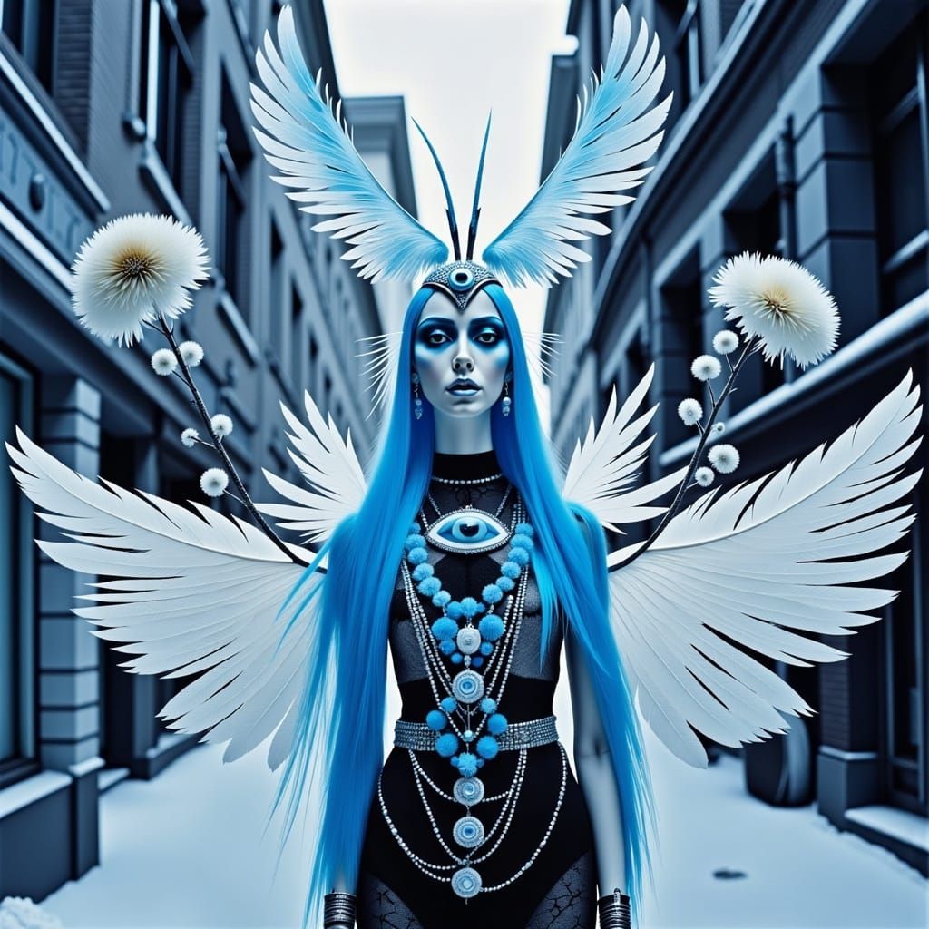 An artist creates a Street art graffiti mural of Grandmother Frost ...