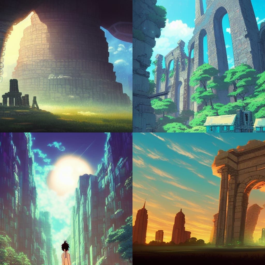 Ancient ruins of new York. Aliens visiting - AI Generated Artwork ...