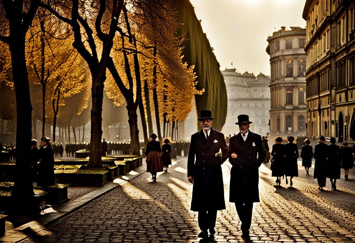 Autochrome In style of Saul Leiter, Gilded Age man walking, sidewalks ...