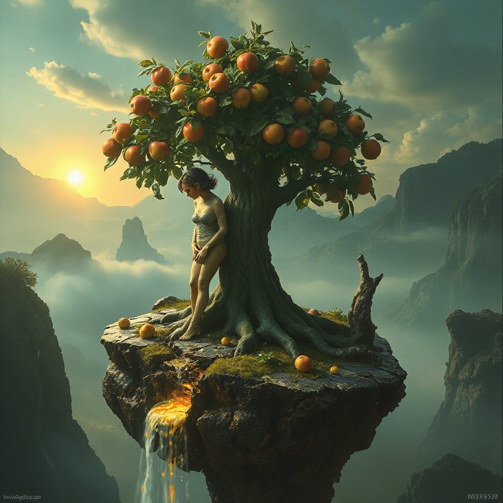 Biomechanical Goddess Amidst Obsidian Bloom - AI Art