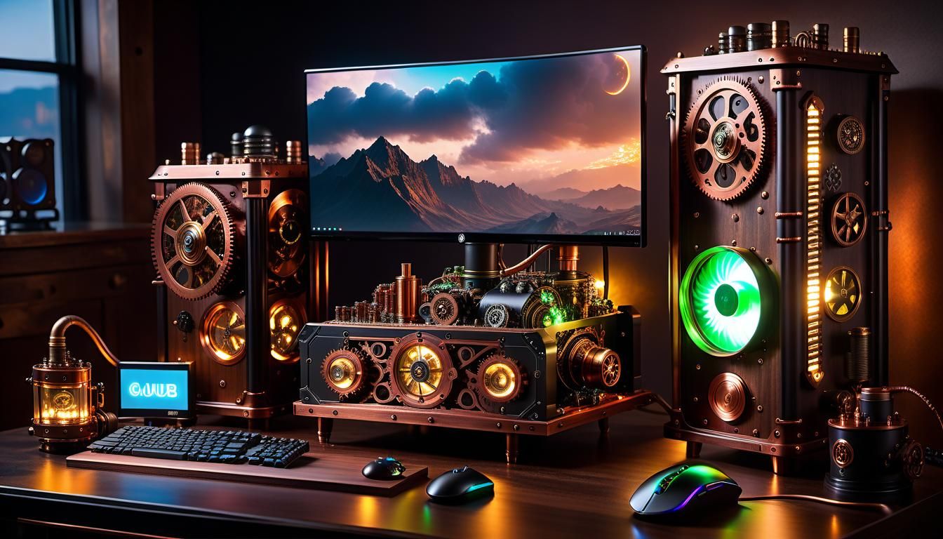Steampunk Gaming PC - AI Generated Artwork - NightCafe Creator
