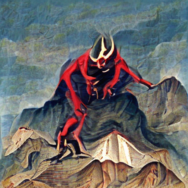 a demon climbing a mountain - AI Generated Artwork - NightCafe Creator