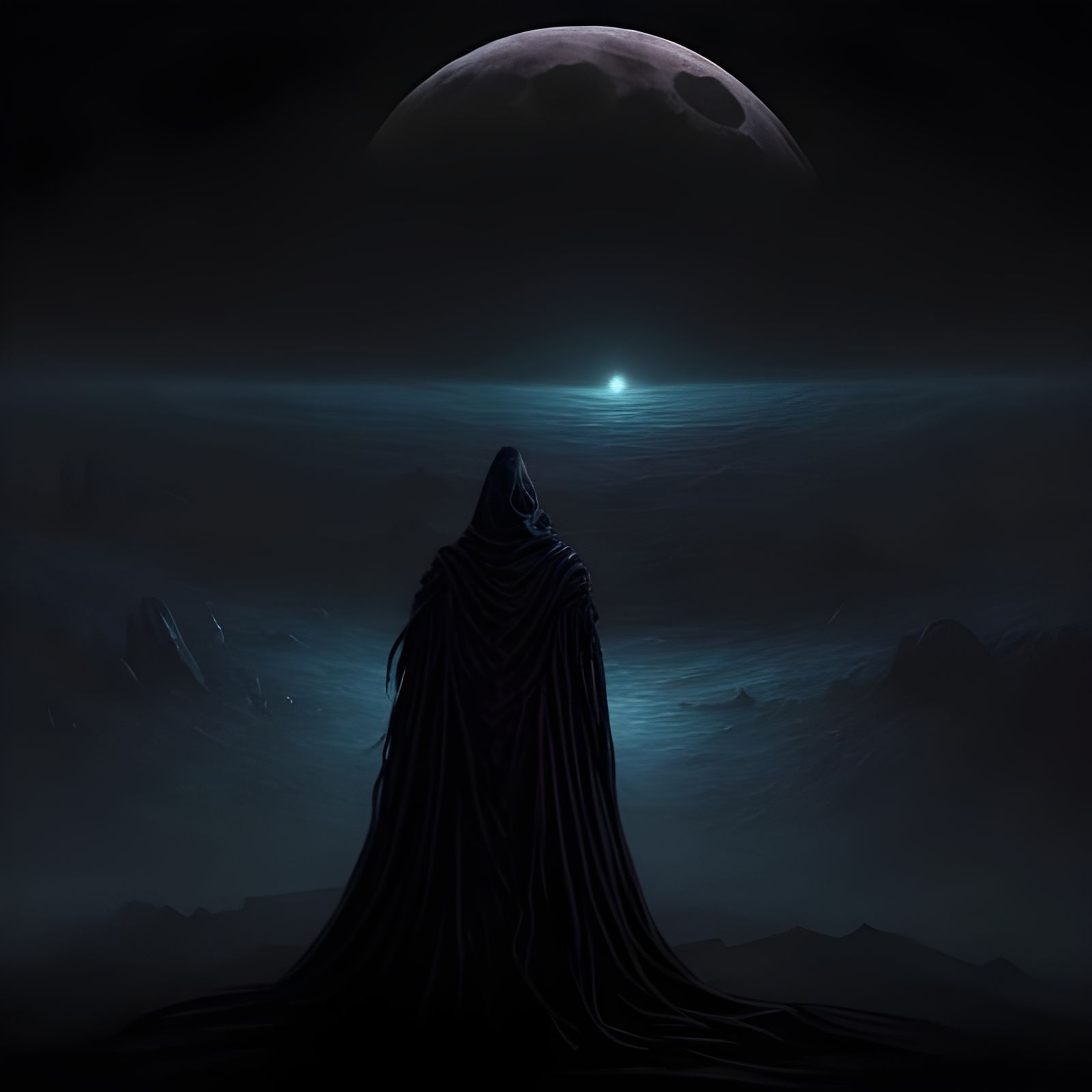 The Void Moon gothic art eldritch moonscape mysterious ominous colorful ...