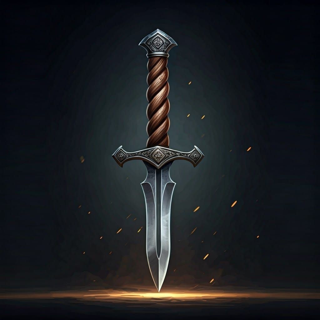 Plain Dwarven Dagger - Dwarven Dagger in Dramatic Lighting