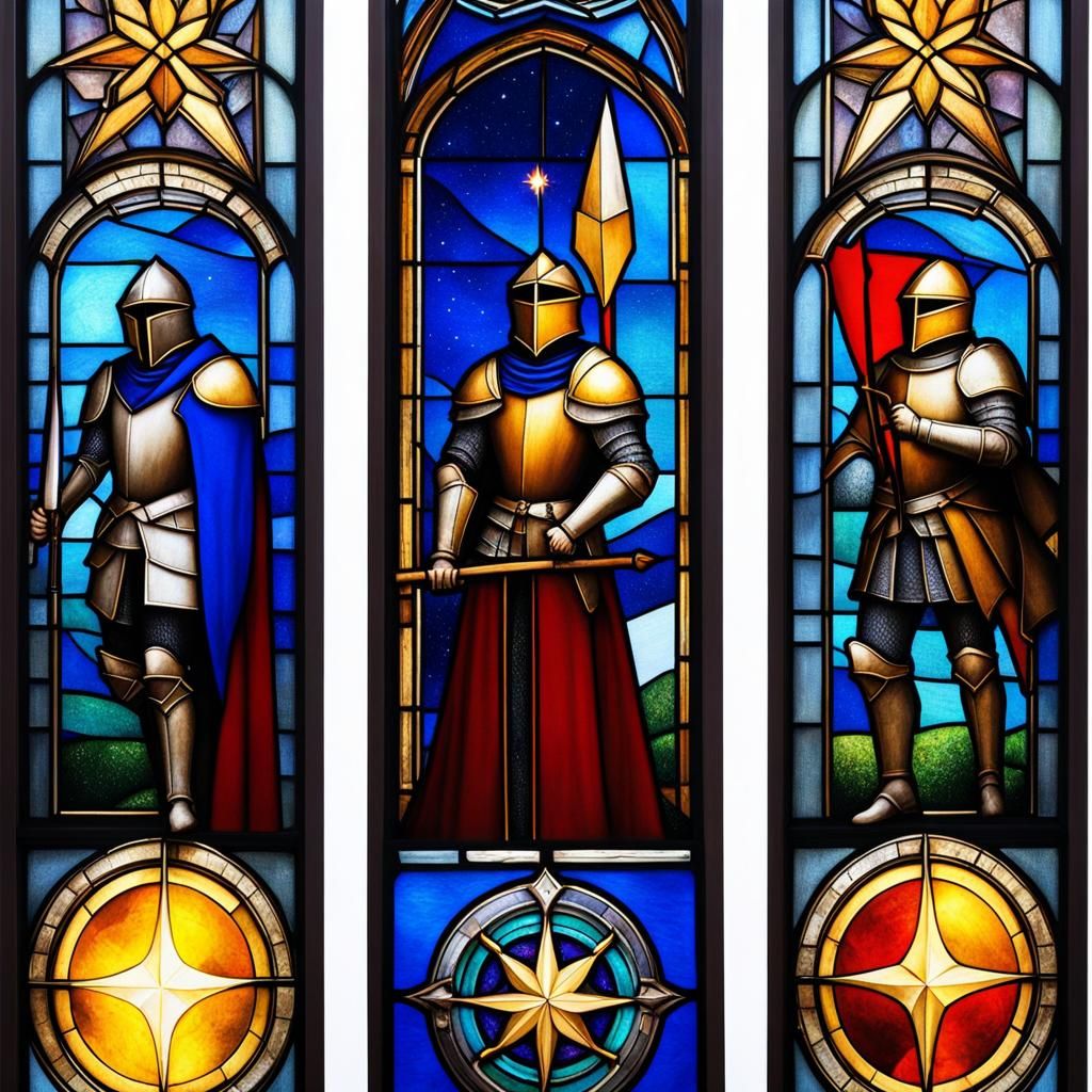 Three Knights Stained Glass - AI Generated Artwork - NightCafe Creator