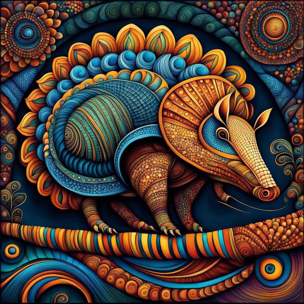 Pablo Amaringo Armadillo - AI Generated Artwork - NightCafe Creator