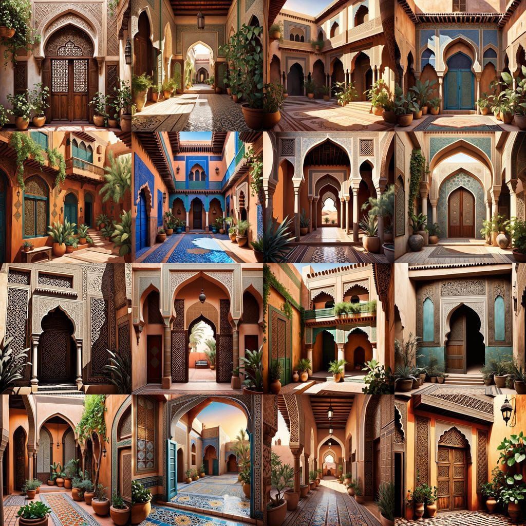 Traditional Arab House in Marrakesh's Old Quarter - AI Art