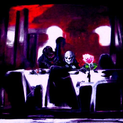 People having a dinner with friends in an aesthetic calm diner with ...