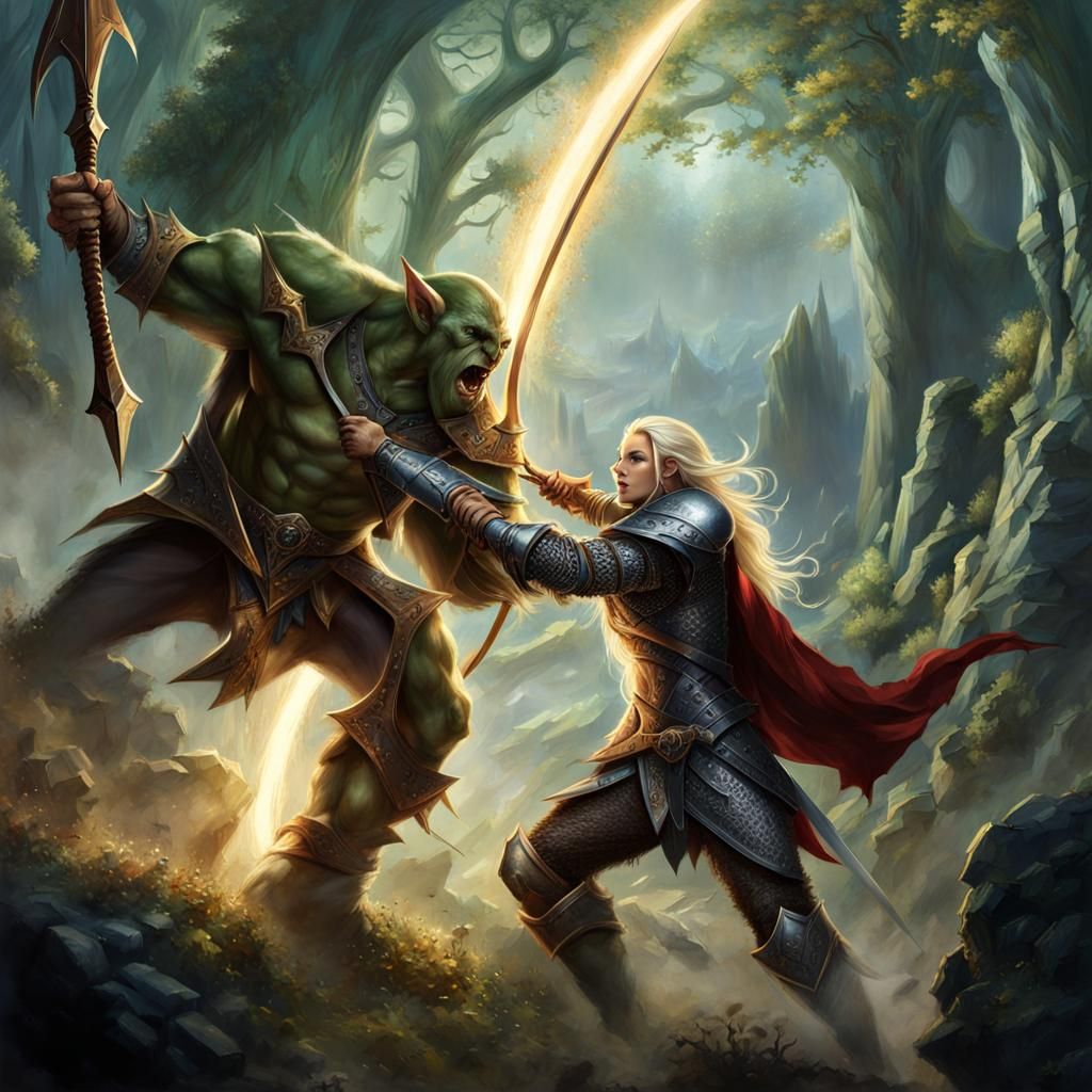 Fighting Elf Warrior - AI Generated Artwork - NightCafe Creator