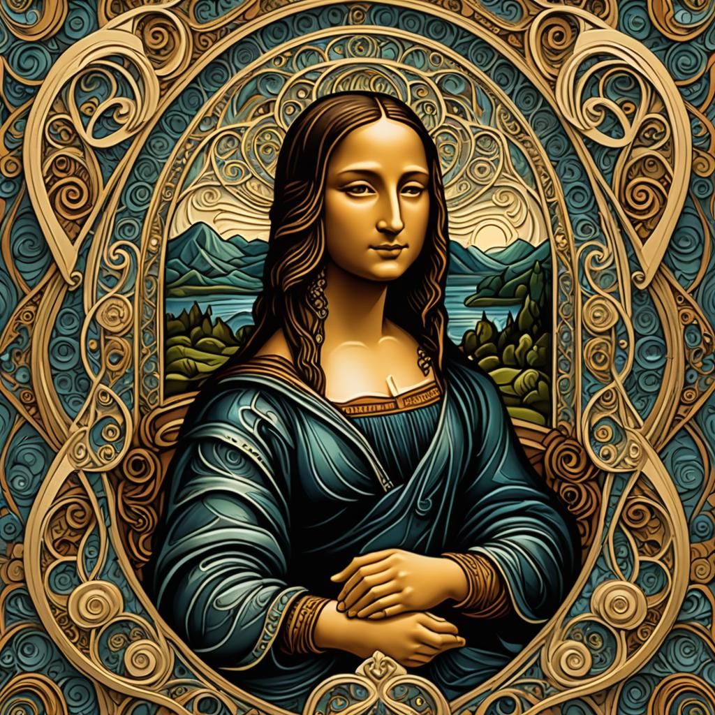 Gioconda-ment - Surreal Mona Lisa in Art Nouveau Style