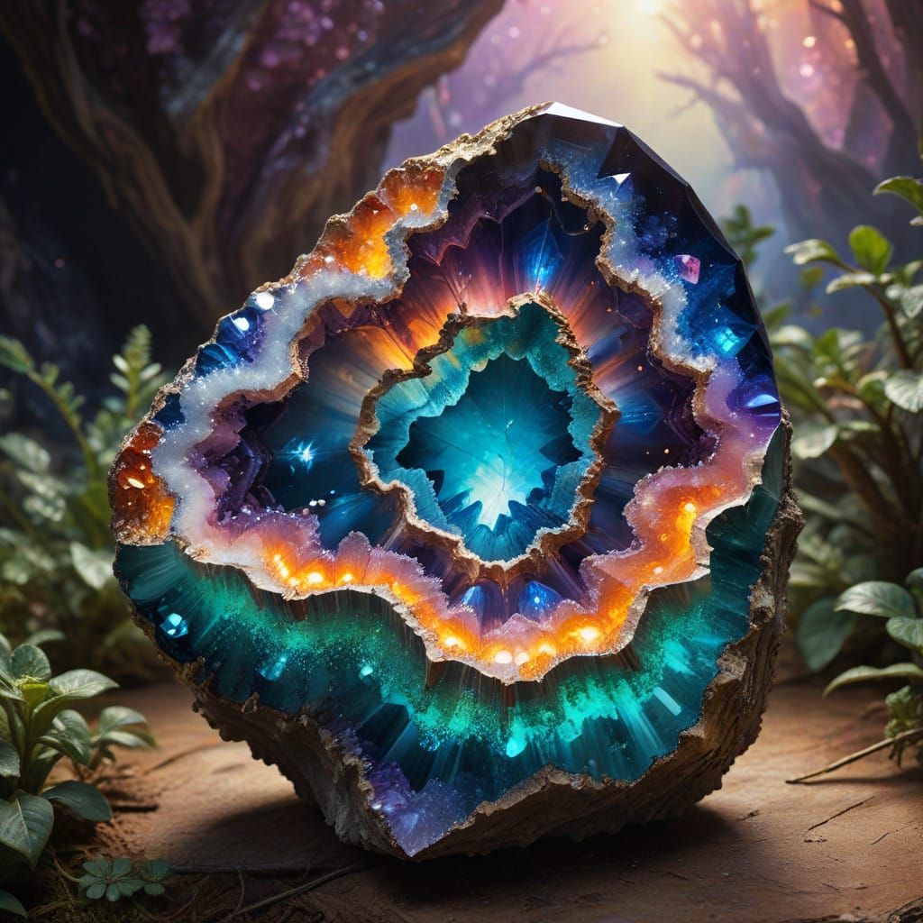 Magical crystals inside of the geode