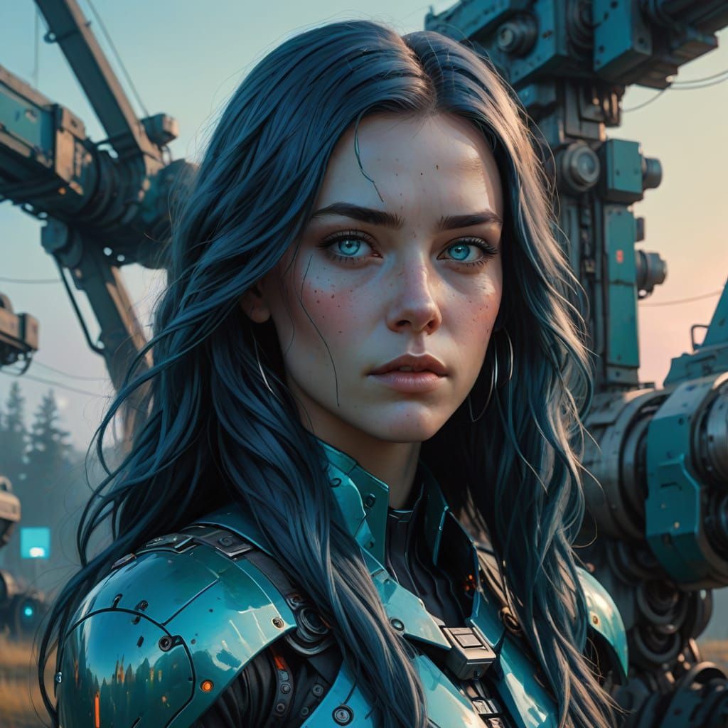 cyberpunk futuristic female character