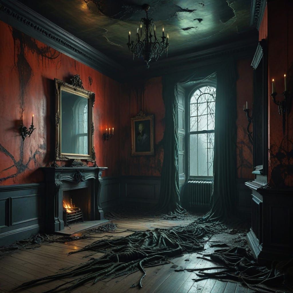 A dark, twisted entity, shrouded in tattered, black drapery, inhabits ...