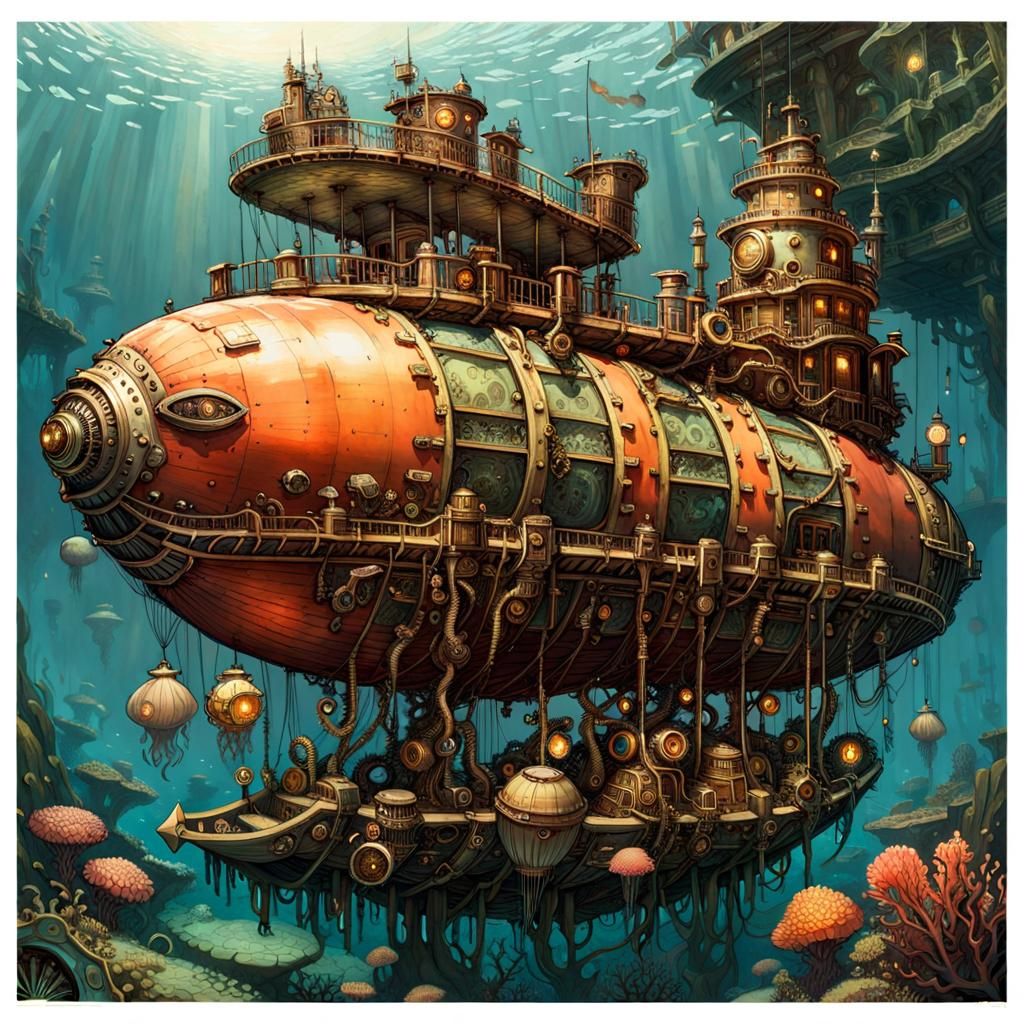 Submersible Airship - AI Generated Artwork - NightCafe Creator