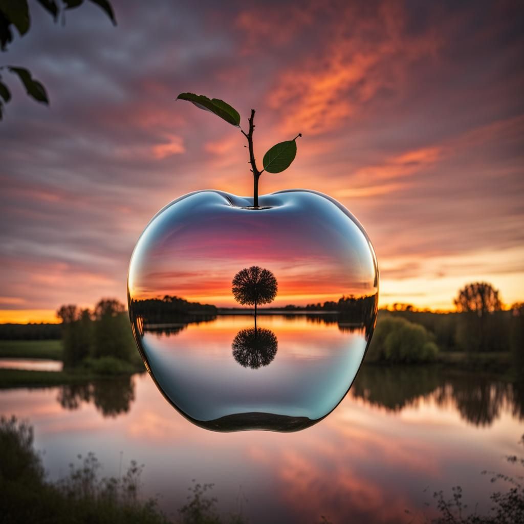Apple Reflection - AI Generated Artwork - NightCafe Creator