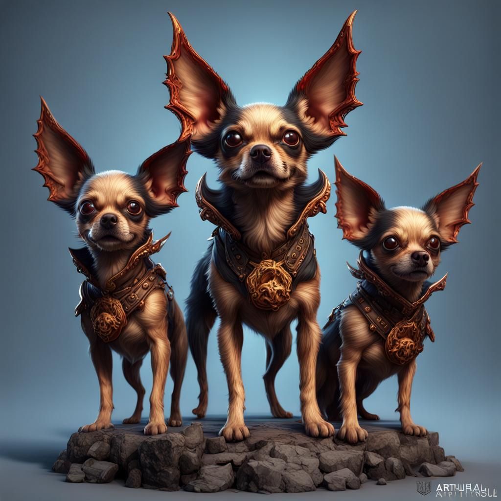 cerberus hell hound chihuahua - AI Generated Artwork - NightCafe Creator