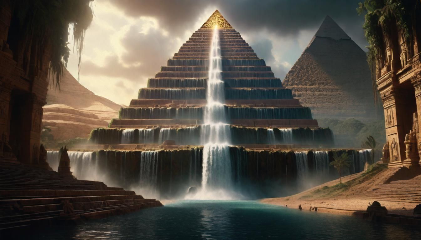 Pyramid Waterfall - AI Generated Artwork - NightCafe Creator