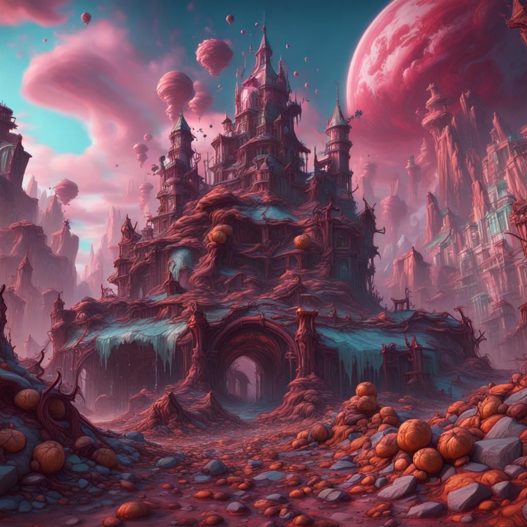 Candy Apocalypse detailed matte painting, deep color, fantastical ...