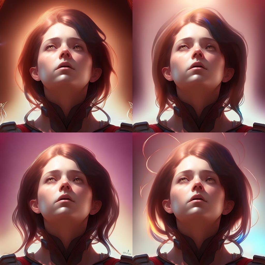 Add long floating hair, same hair color as image. head and shoulders ...