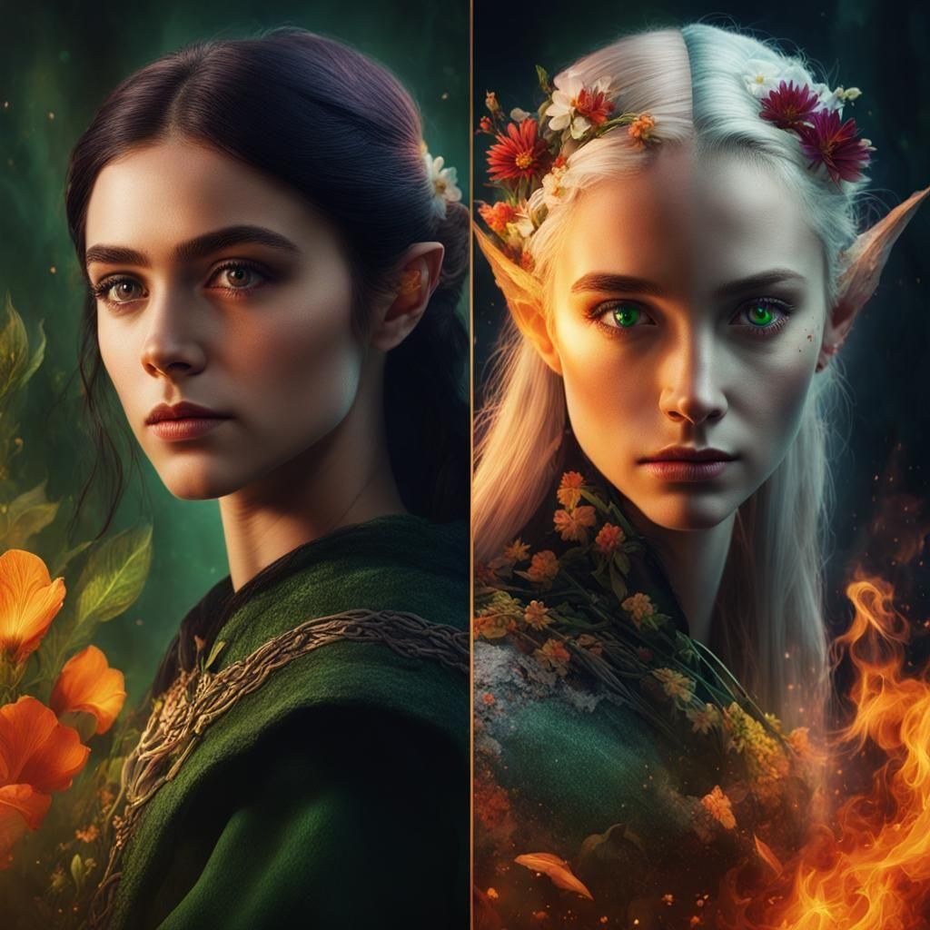 Fantastic Duality- Elf Vs Human - AI Generated Artwork - NightCafe Creator