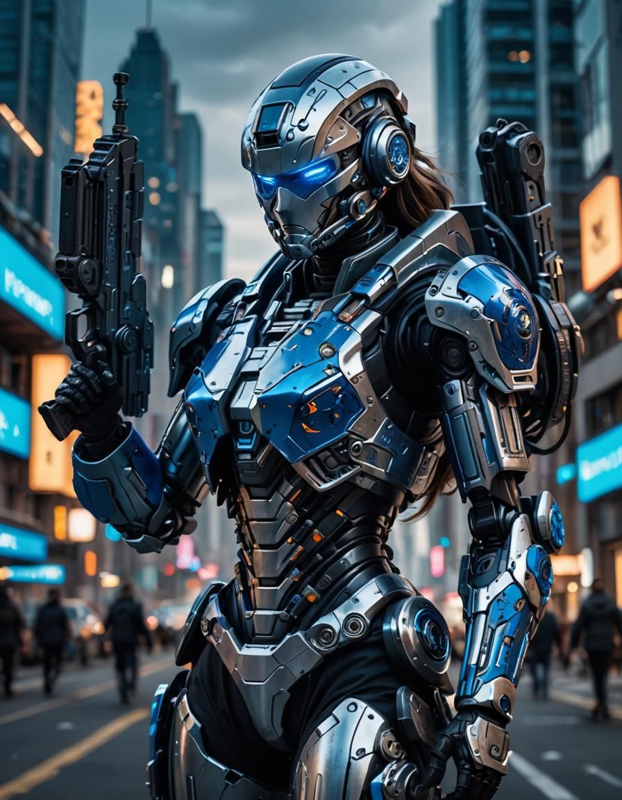 GAI Urban Battle Cyborg ♠️ - AI Generated Artwork - NightCafe Creator