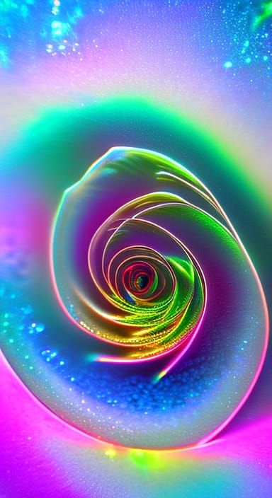 Sparkling dew iridescent Opalescent dichroic crystal Rose glowing with ...