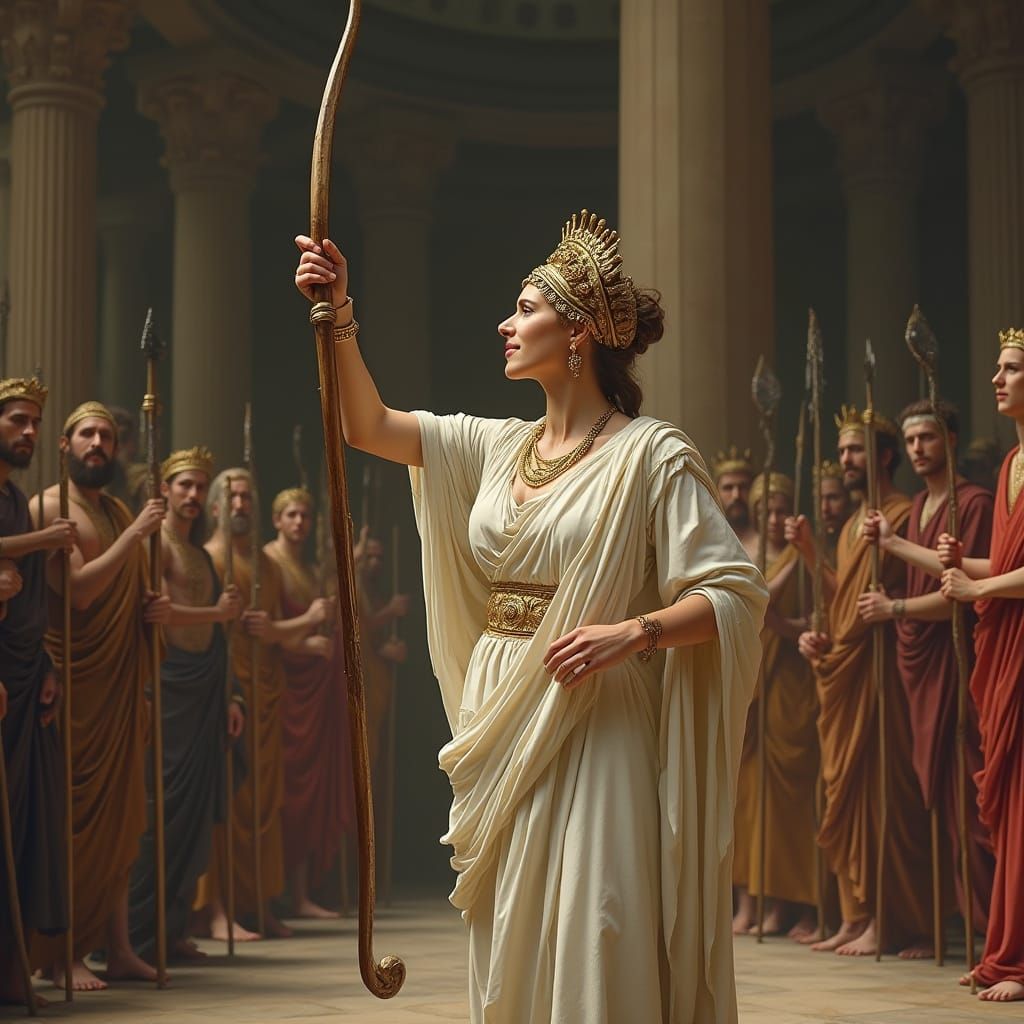 Regal Penelope Issues Challenge to Suitors in Anci... - AI Art