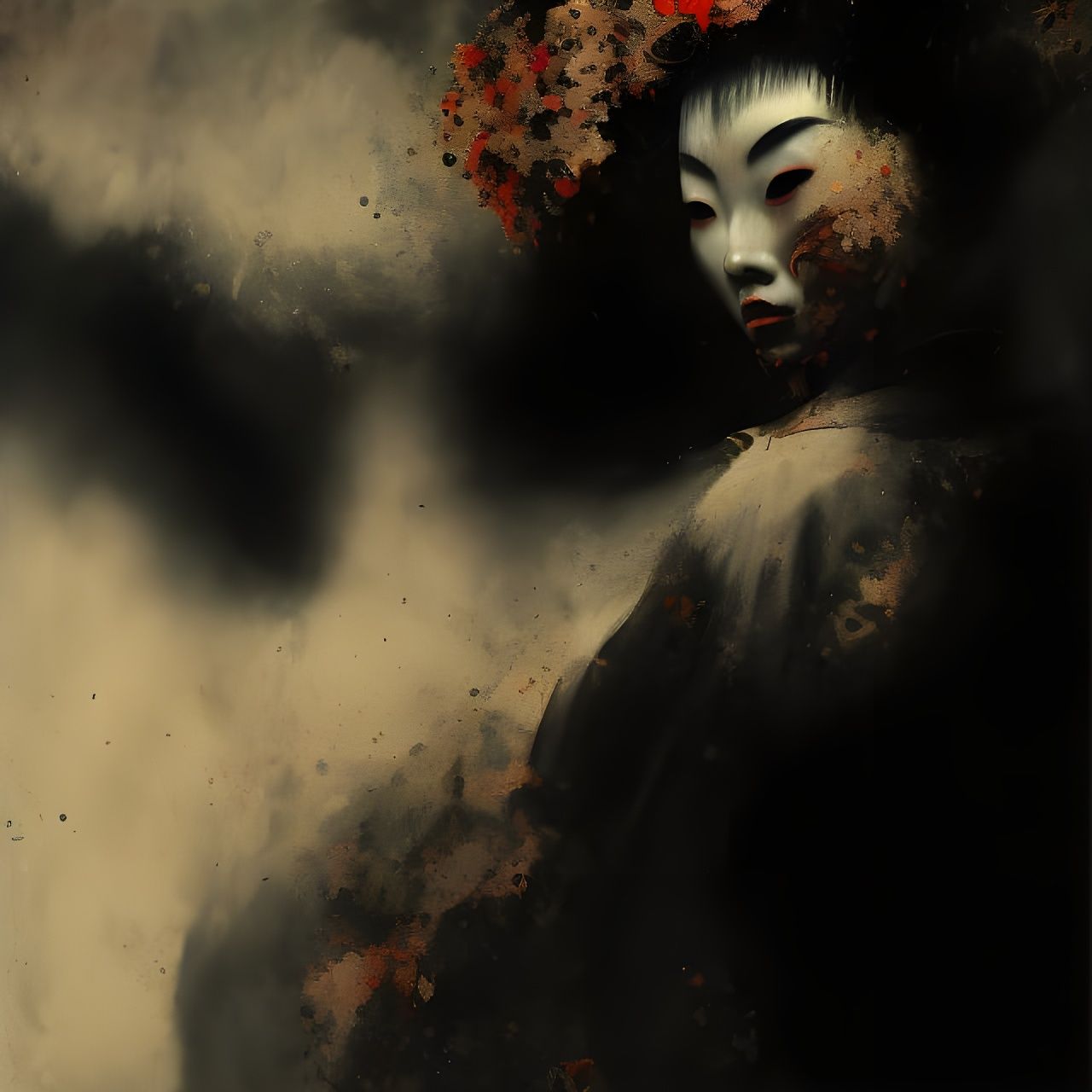 Dark mist geisha #3 - AI Generated Artwork - NightCafe Creator