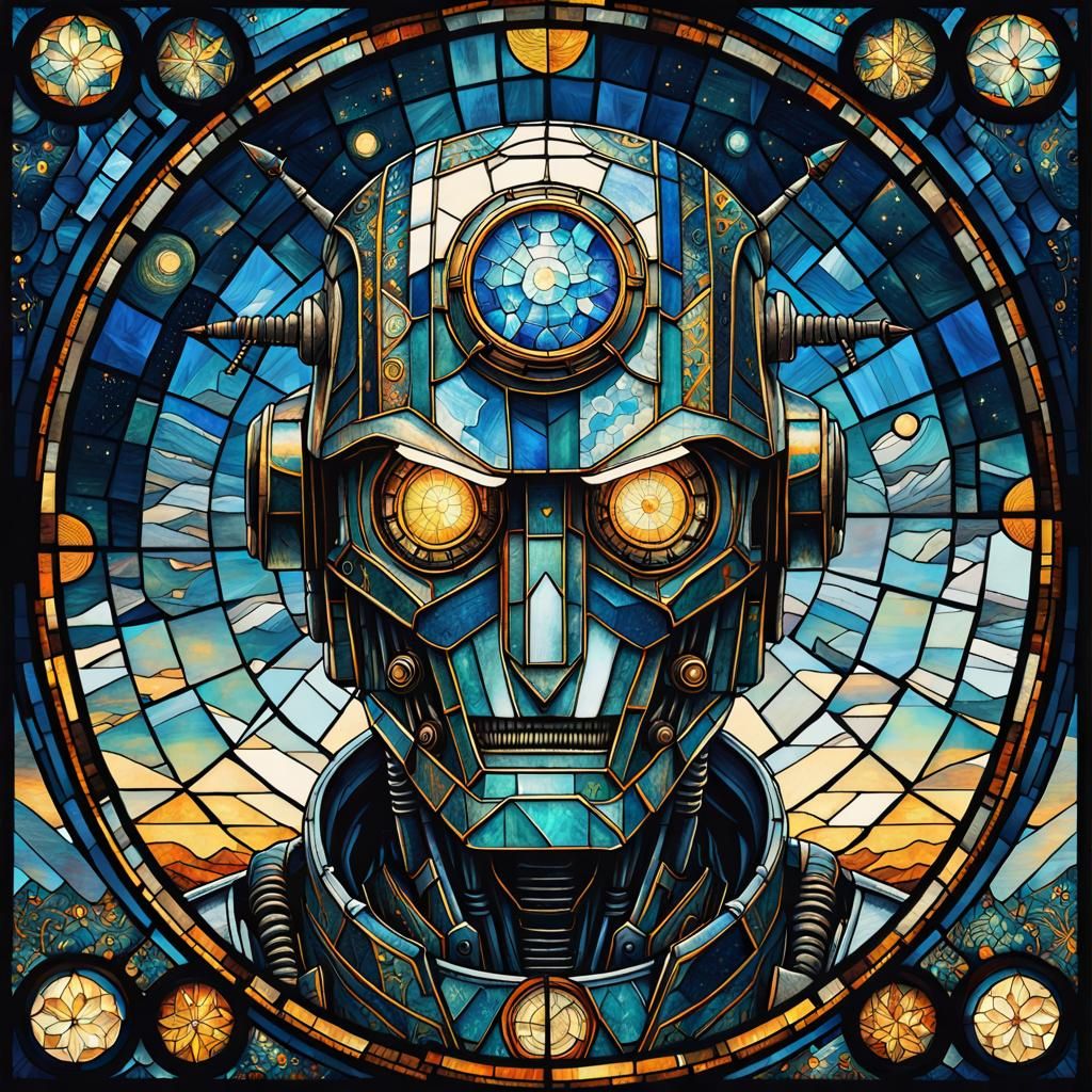Stained Glass Robot - AI Generated Artwork - NightCafe Creator