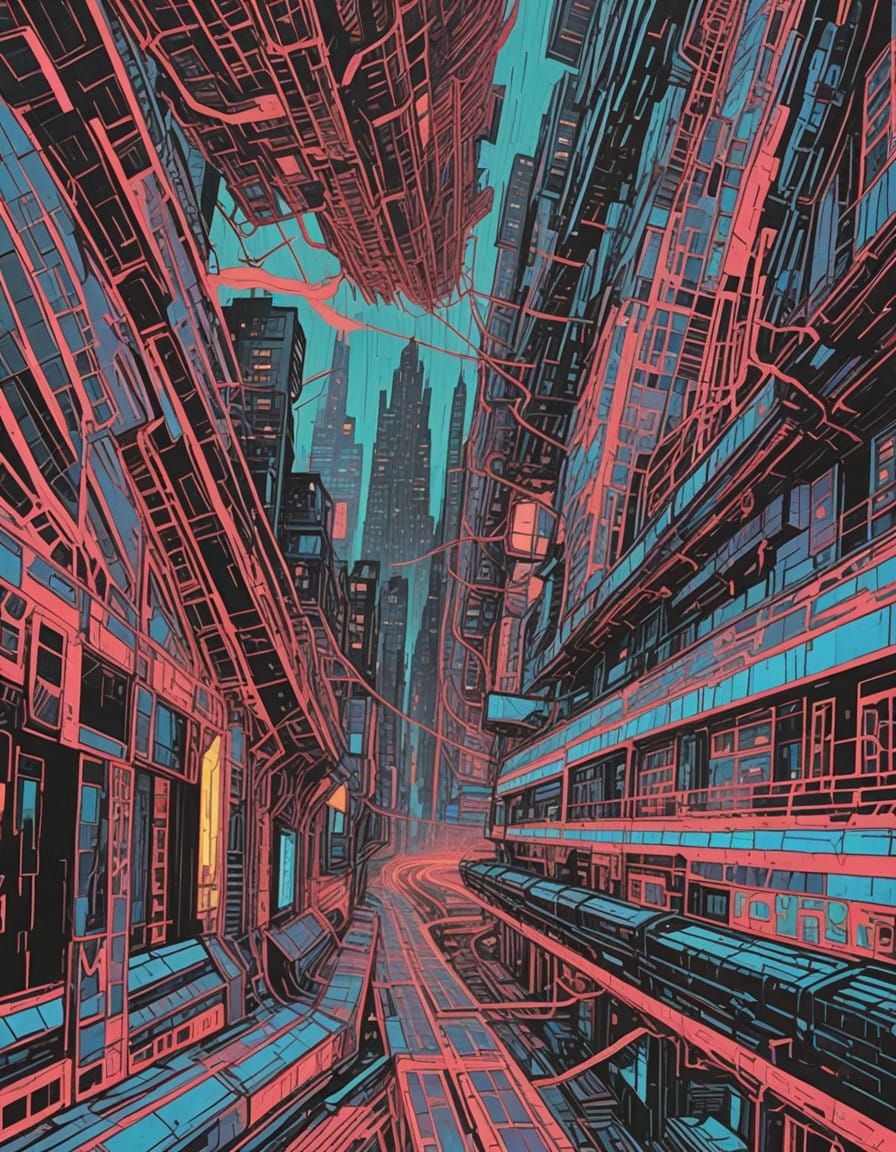 Cyberpunk Metropolis of Twisted Flesh - AI Art