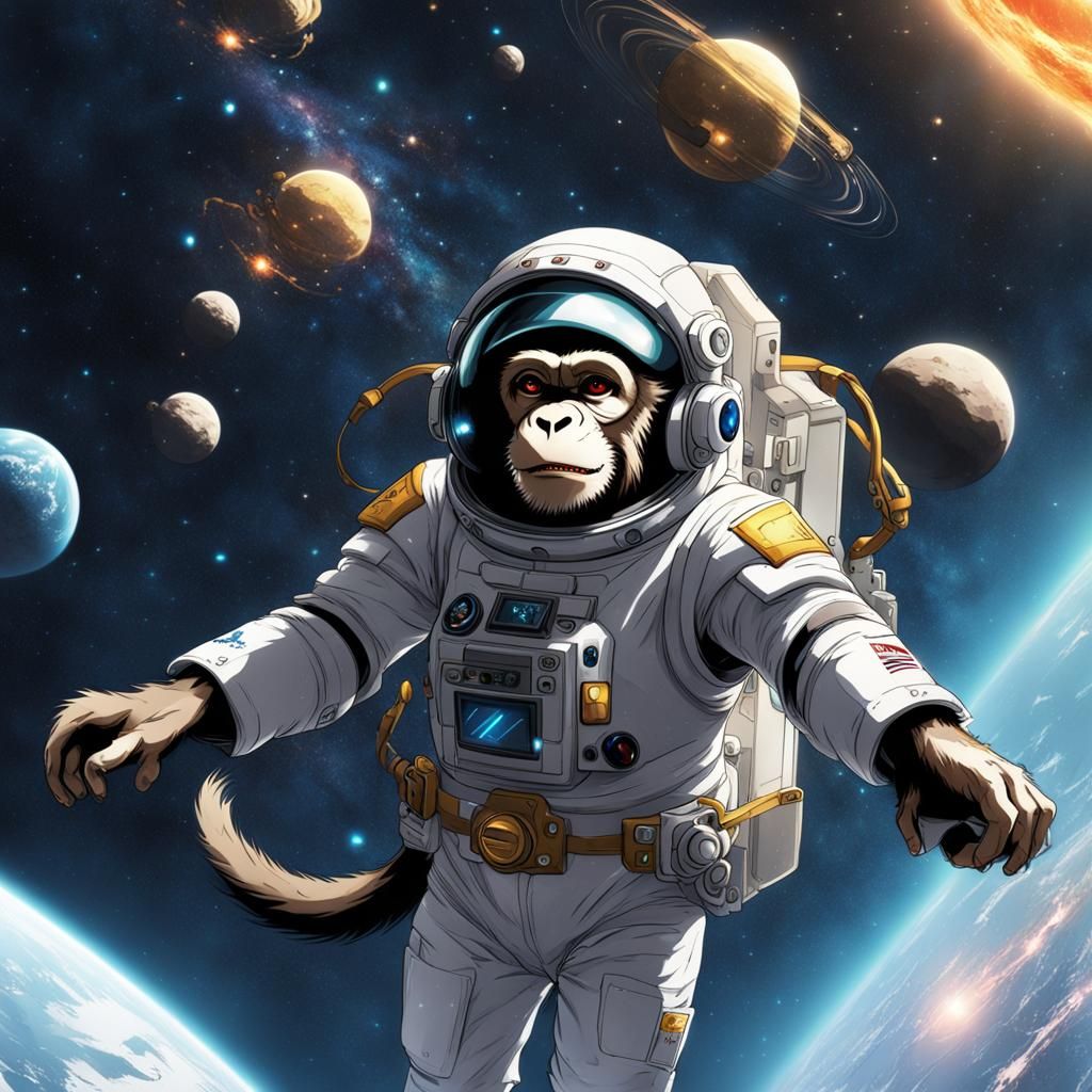 monkey floating in space - AI Generated Artwork - NightCafe Creator