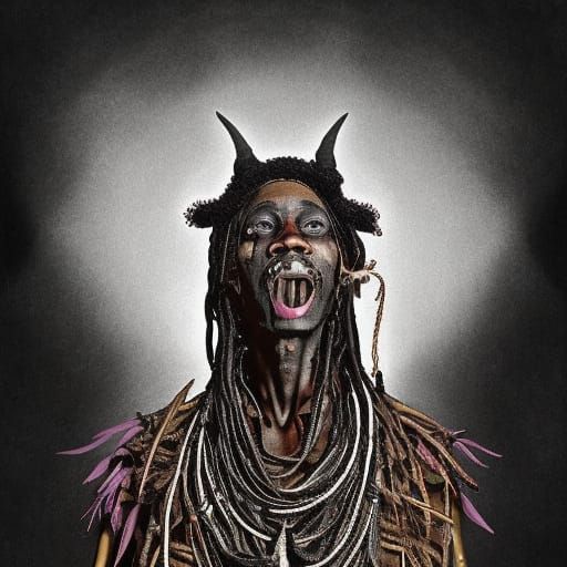 Photograph Portrait of a Demonic African Voodoo Priest Medicine Man ...