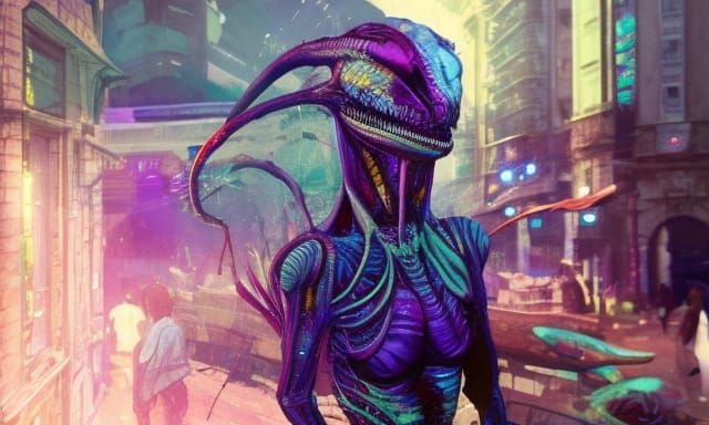 alien blending into crowd. - AI Generated Artwork - NightCafe Creator