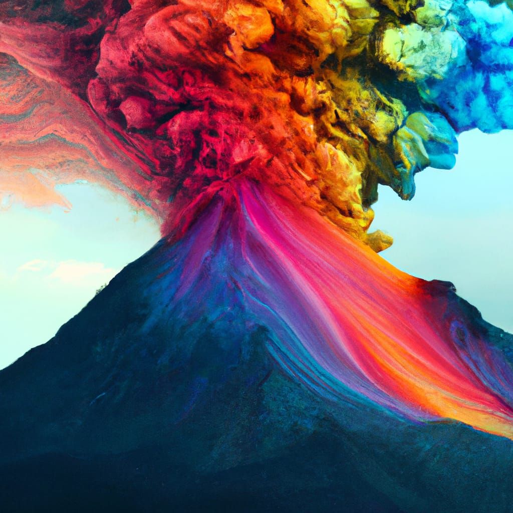 Colorful Psychedelic Rainbow Volcano Eruption - AI Generated Artwork ...