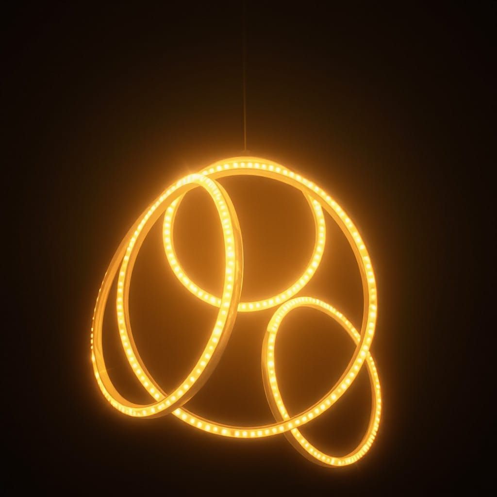 Ethereal Interlinked Circles in Celestial Darkness - AI Art