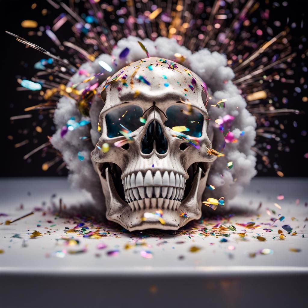 Confetti bomb skull - AI Generated Artwork - NightCafe Creator
