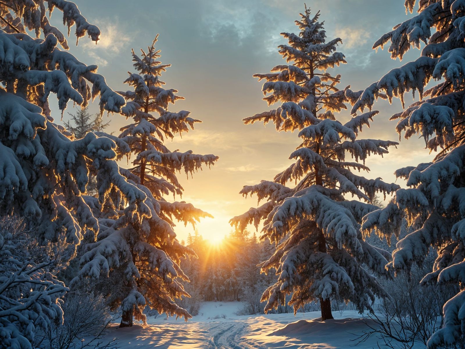 Winter Christmas Scene in Hyperrealistic HDR - AI Art