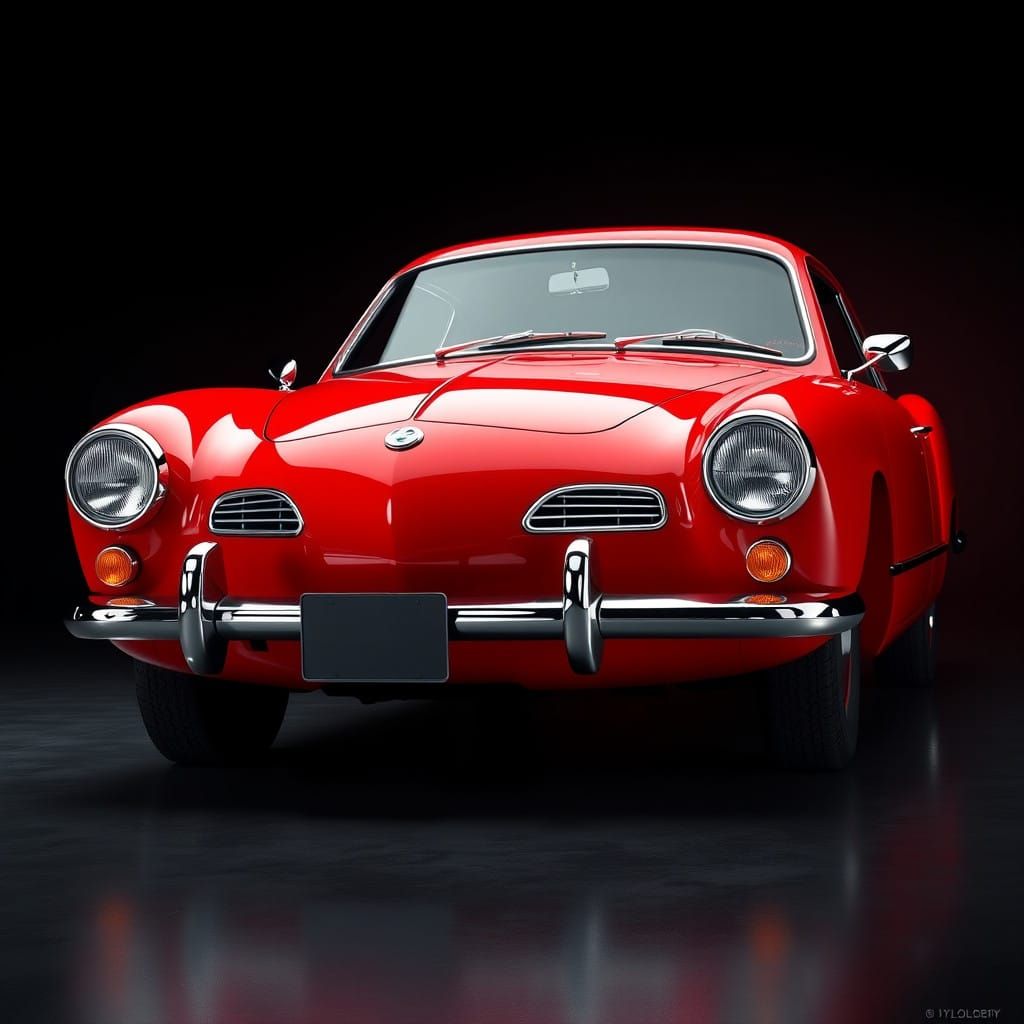 red 1965 Karmann Ghia - Vintage Red Karmann Ghia in Hyper-Re...