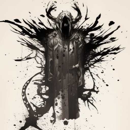 haggard-tiefling-warrior-monk-with-curled-brindled-horns Yoshitaka ...