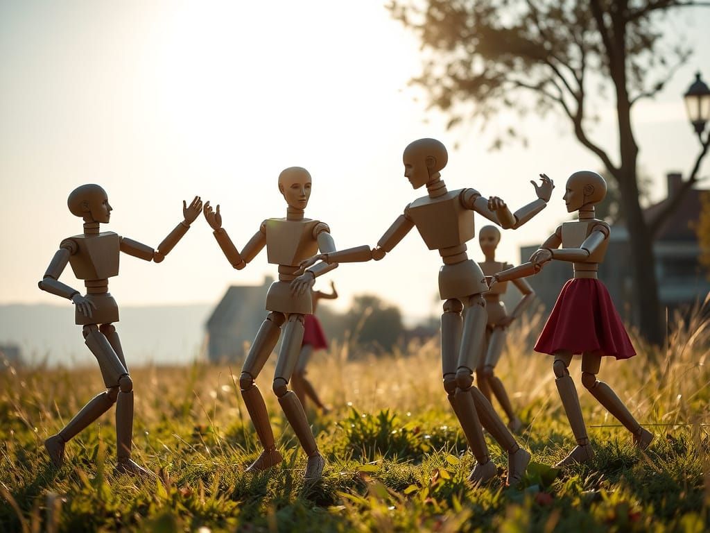 Wooden Automata Interpretive Dance Troupe "Jazz Hands"