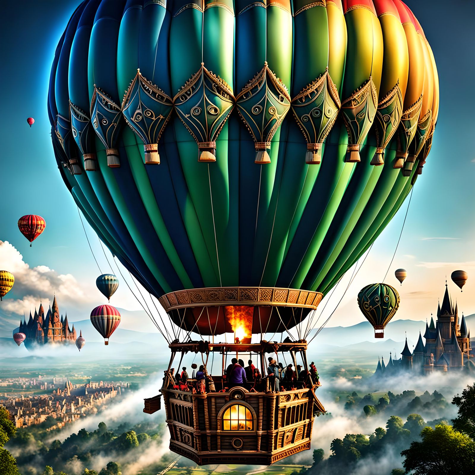 Spectacular fantasy themed hot air balloon - AI Generated Artwork ...